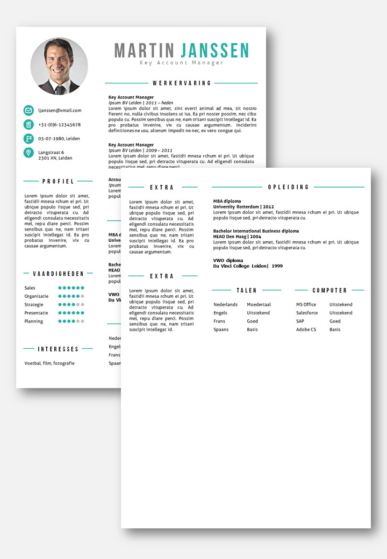 Voorbeeld CV template 26, Opvallend Curriculum Vitae maken in Word